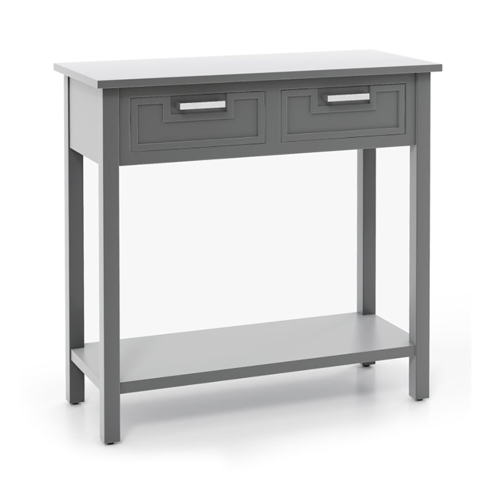 Resenkos Narrow Console Table with Drawers and Open Storage Shelf-Gray ...