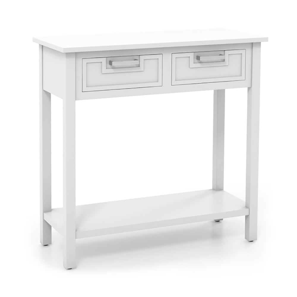 Resenkos Narrow Console Table with Drawers and Open Storage Shelf-White ...