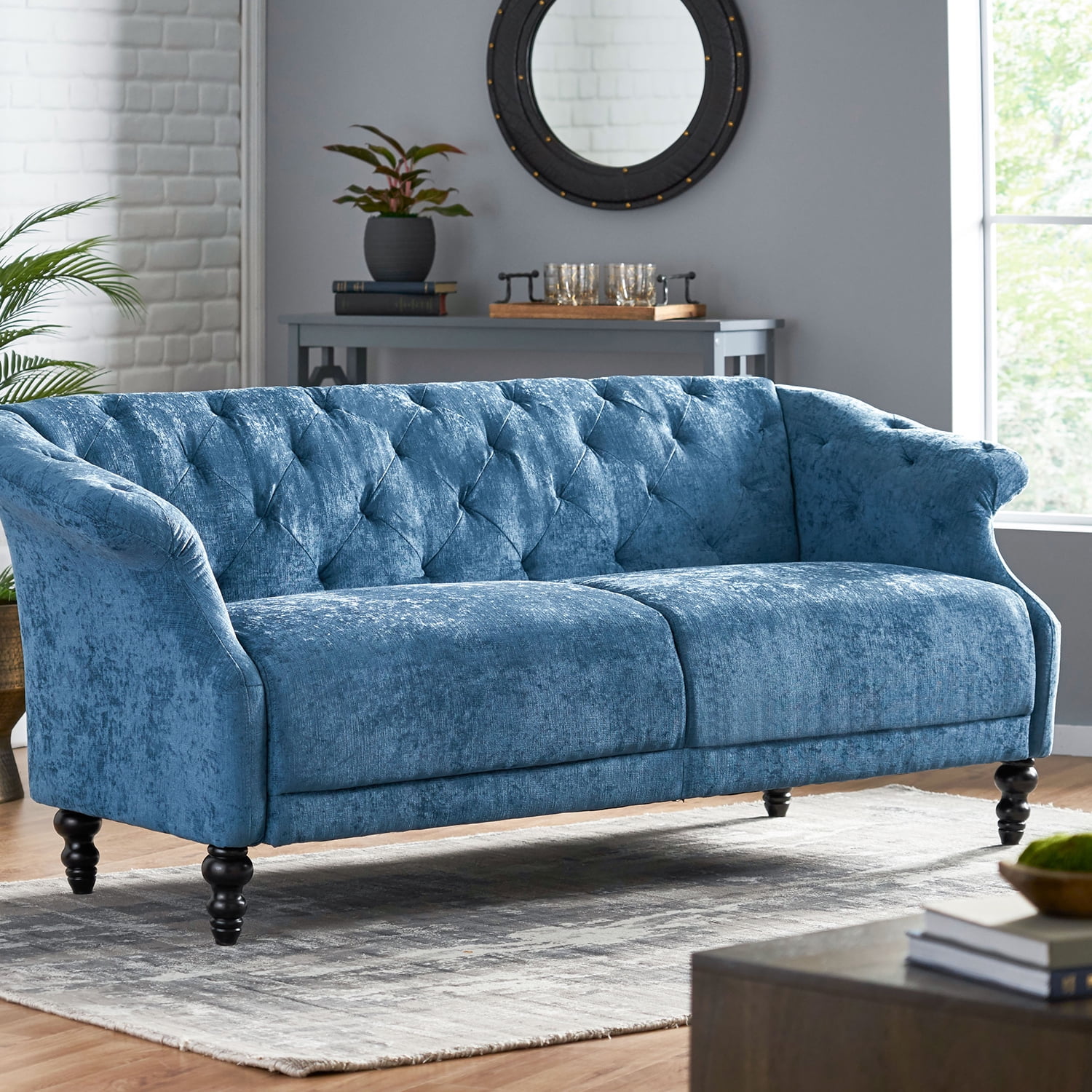 Resenkos Navy Blue 3-Seat Sofa, Timeless Sophistication, High-Quality ...