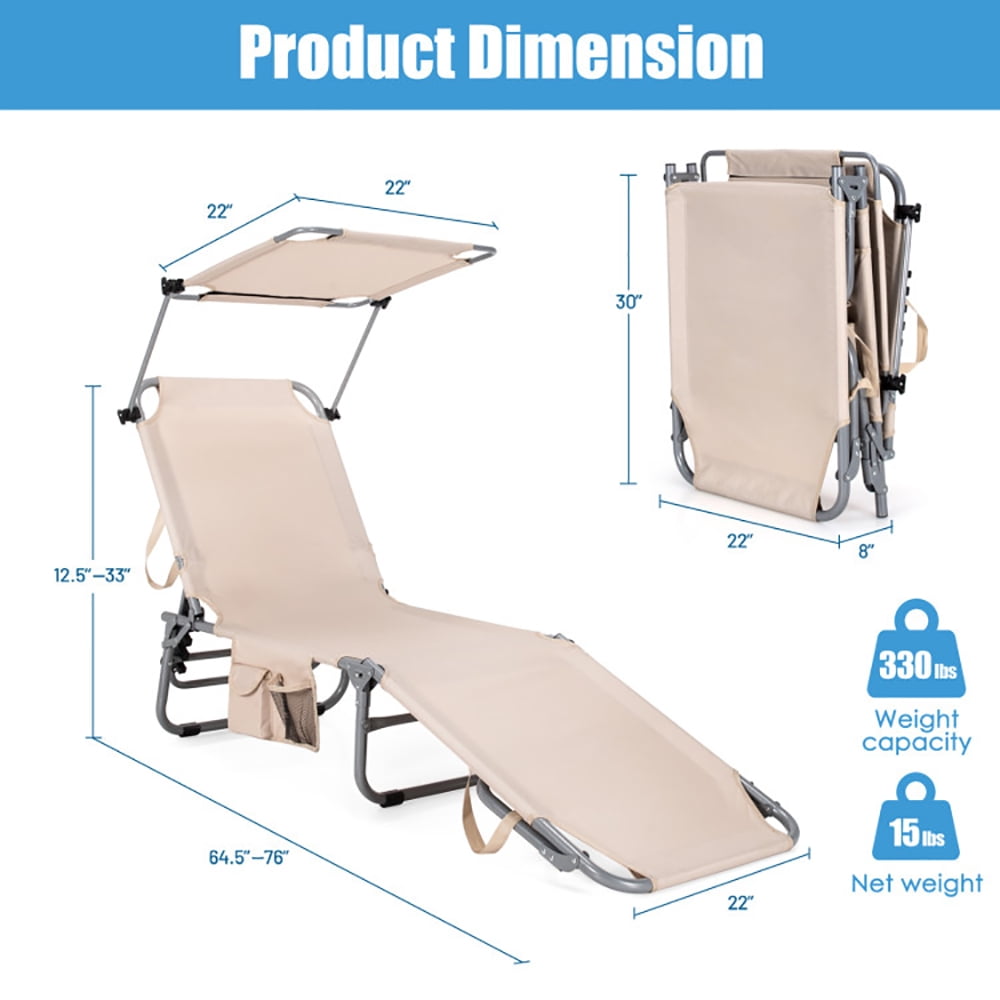 Resenkos Outdoor Chaise Lounge Chair, Set of 2 Portable Reclining Chair ...