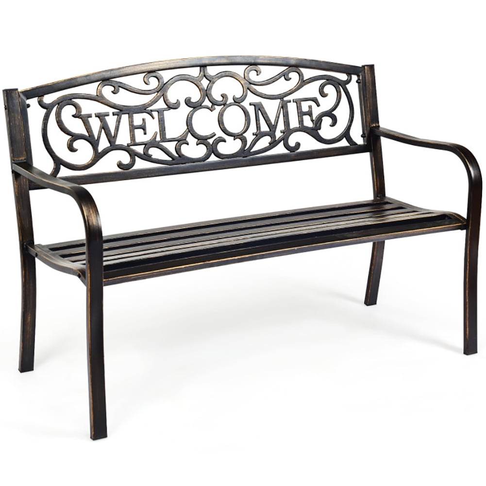 Resenkos Outdoor Furniture Steel Frame Porch Garden Bench-bronze ...