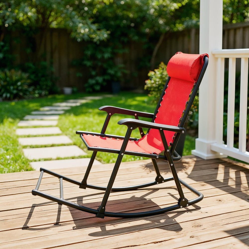 Resenkos Outdoor Patio Camping Lightweight Folding Rocking Chair with ...