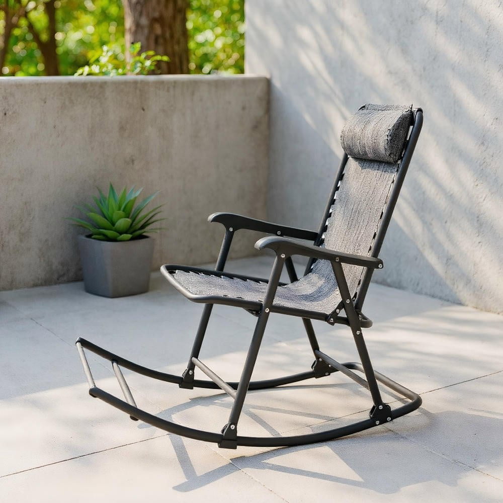 Resenkos Outdoor Patio Camping Lightweight Folding Rocking Chair with ...