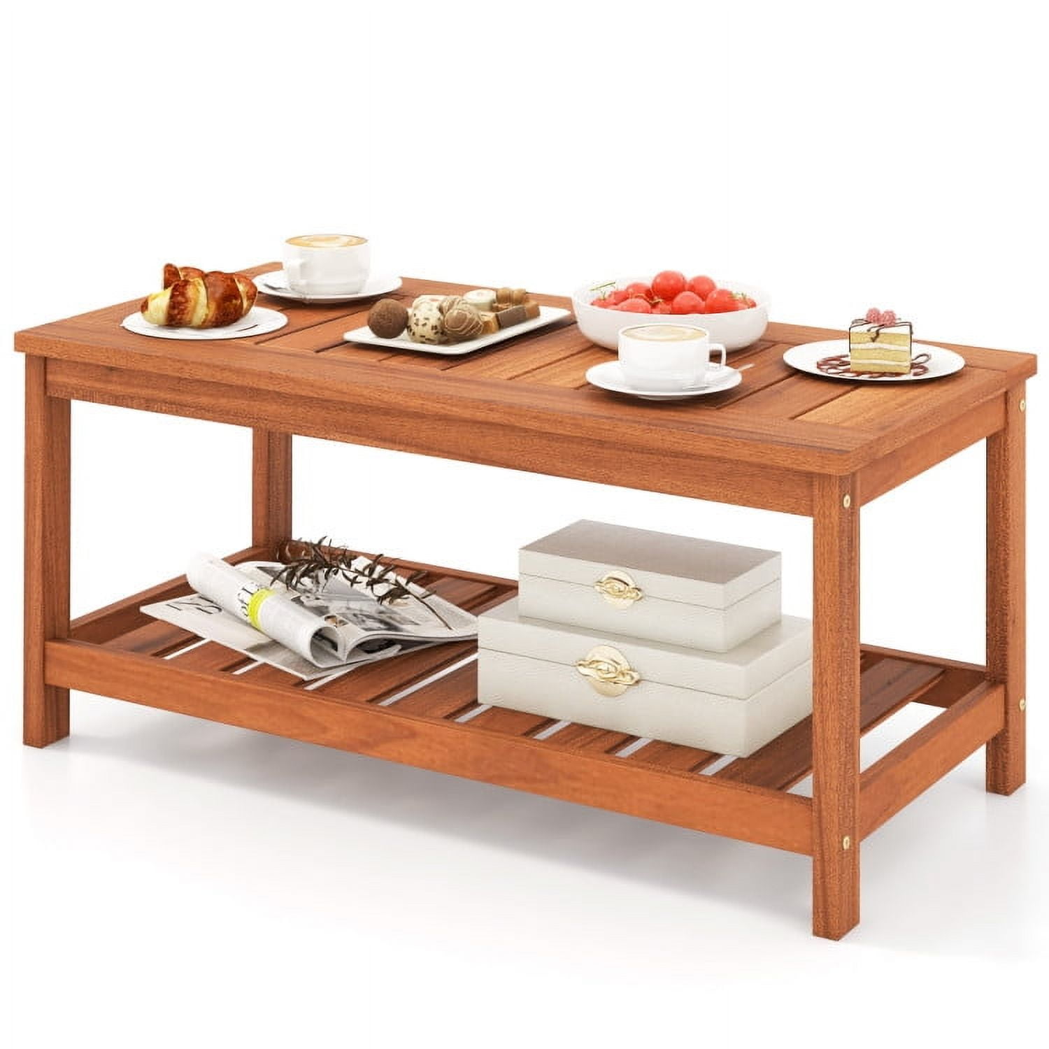 Resenkos Outdoor Slatted Garden Table in Natural, Weather Resistant ...