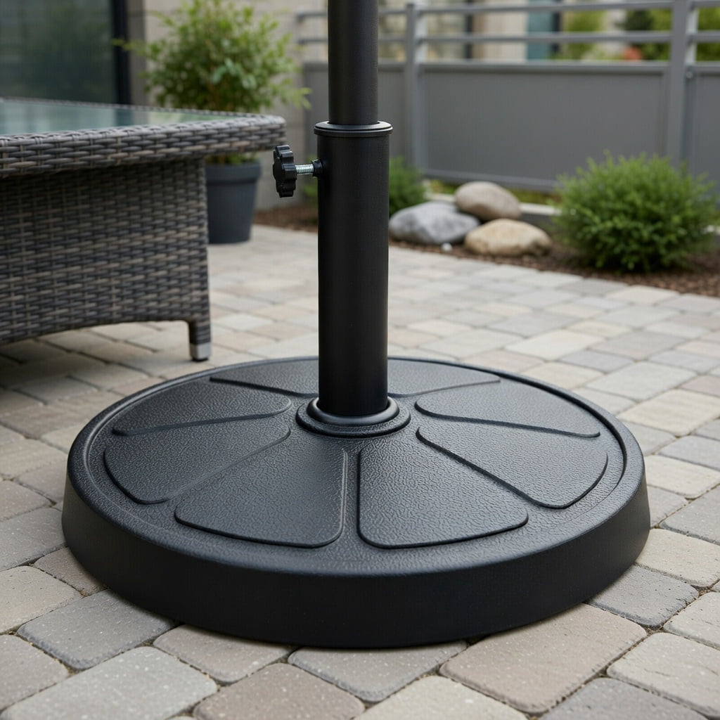 Resenkos Outdoor Umbrella Base, 31LBS 18 Inch Round Outdoor Umbrella ...