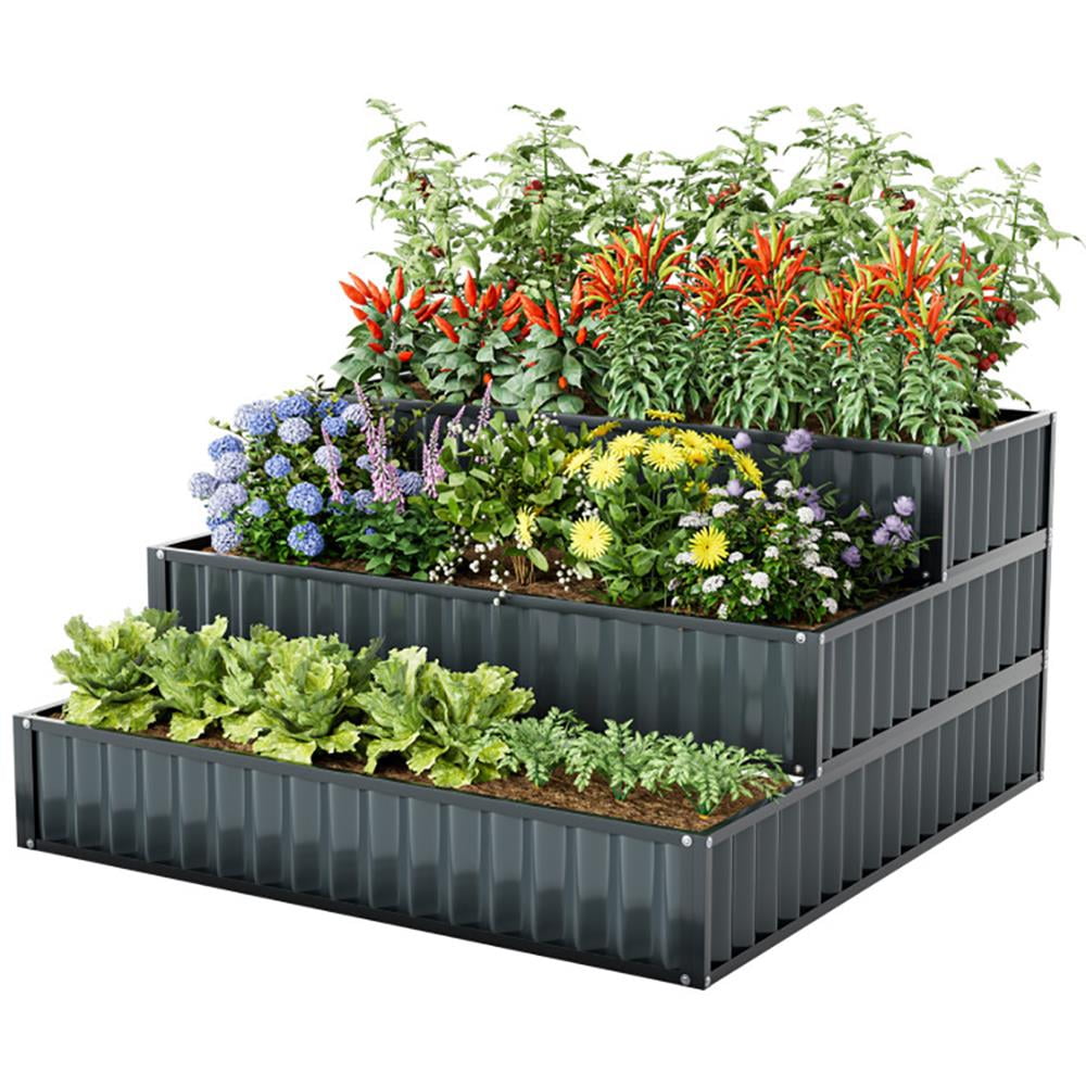 Resenkos Patio Planting Bed, Raised Garden Bed,Heavy-Duty Metal Outdoor ...