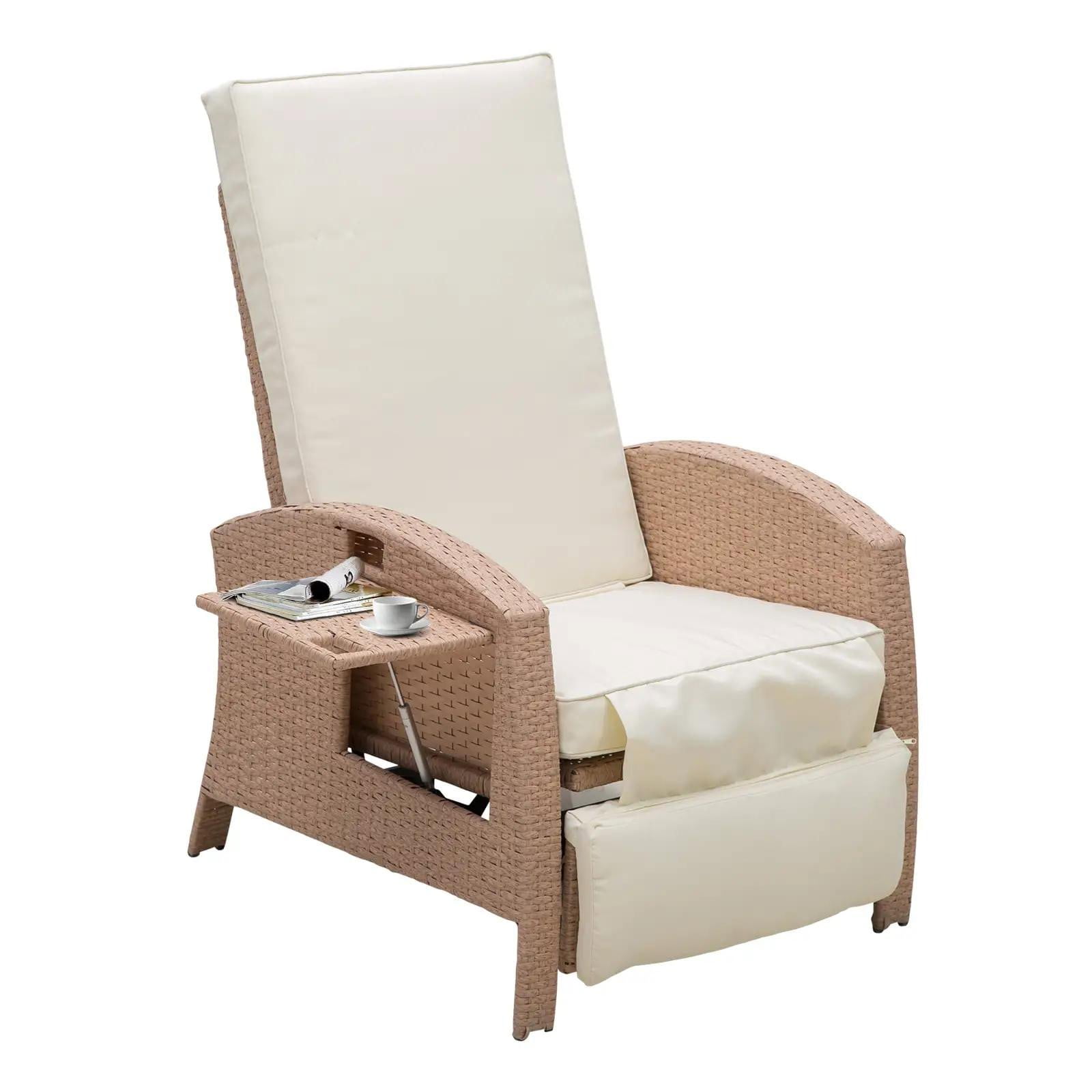 Resenkos Patio Recliner, Outdoor Reclining Chair with Flip-Up Side ...