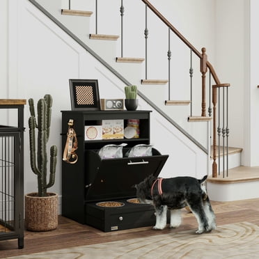 PawHut Pet Feeder Station Storage Cabinet, Dog Food Storage Container ...