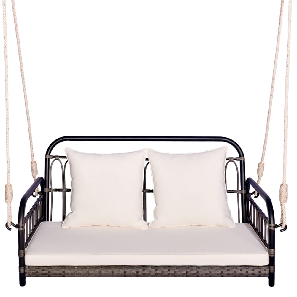 Resenkos Porch Swing, 2-Person Outdoor Hanging Chair with Ropes-Gray ...