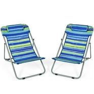Topbuy 2 Pack Beach Chairs Set with Side Table Folding Backpack Beach ...
