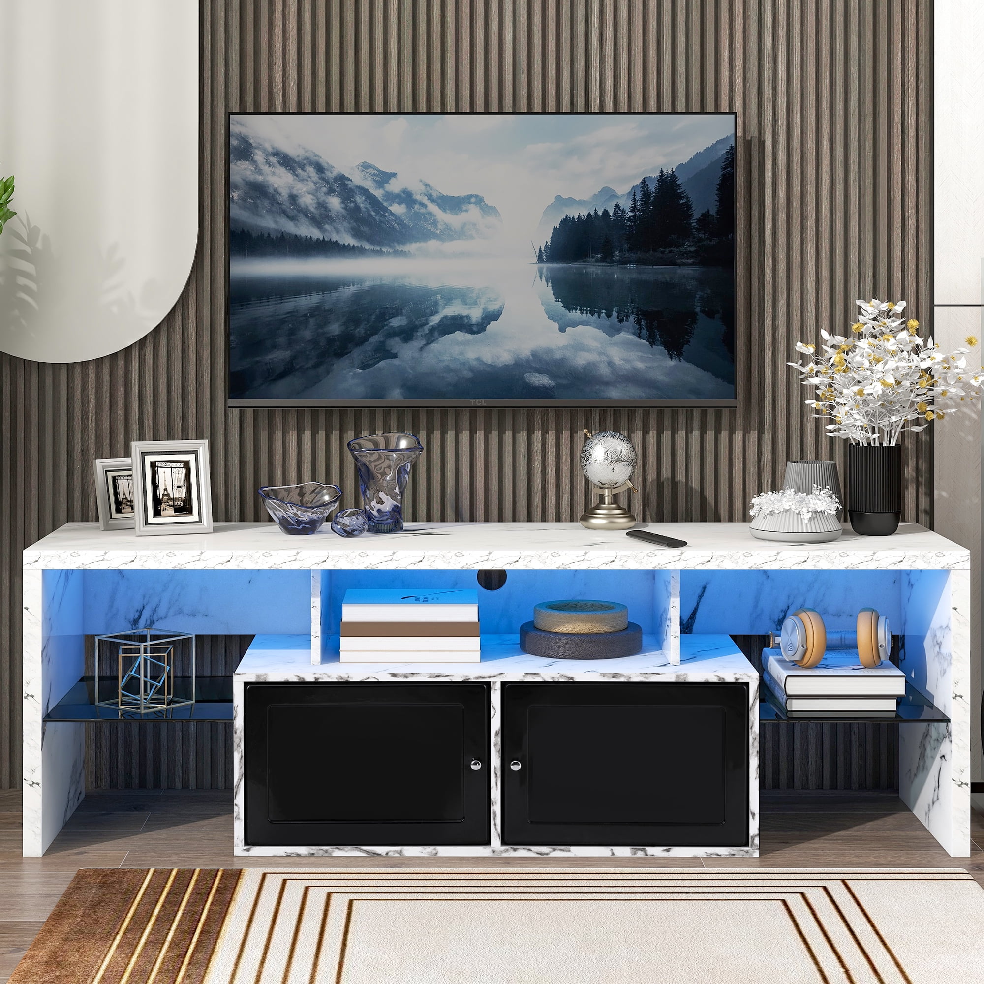 Resenkos RGB Entertainment Center with Remote Control for up to 60 ...