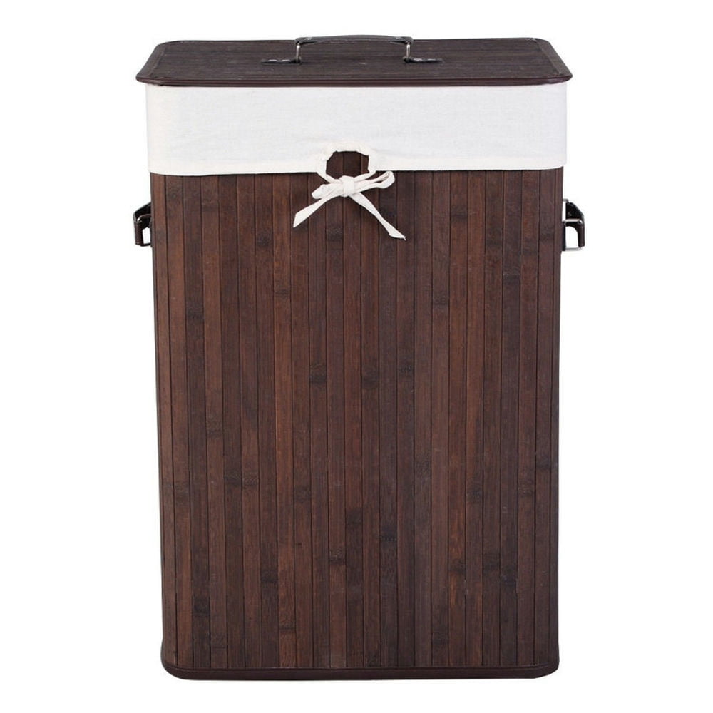 Resenkos Rectangle Bamboo Hamper Laundry Basket Washing Cloth Bin ...