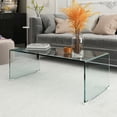 Resenkos Rounded Edges Glass Coffee Table Accent Cocktail Side Table ...