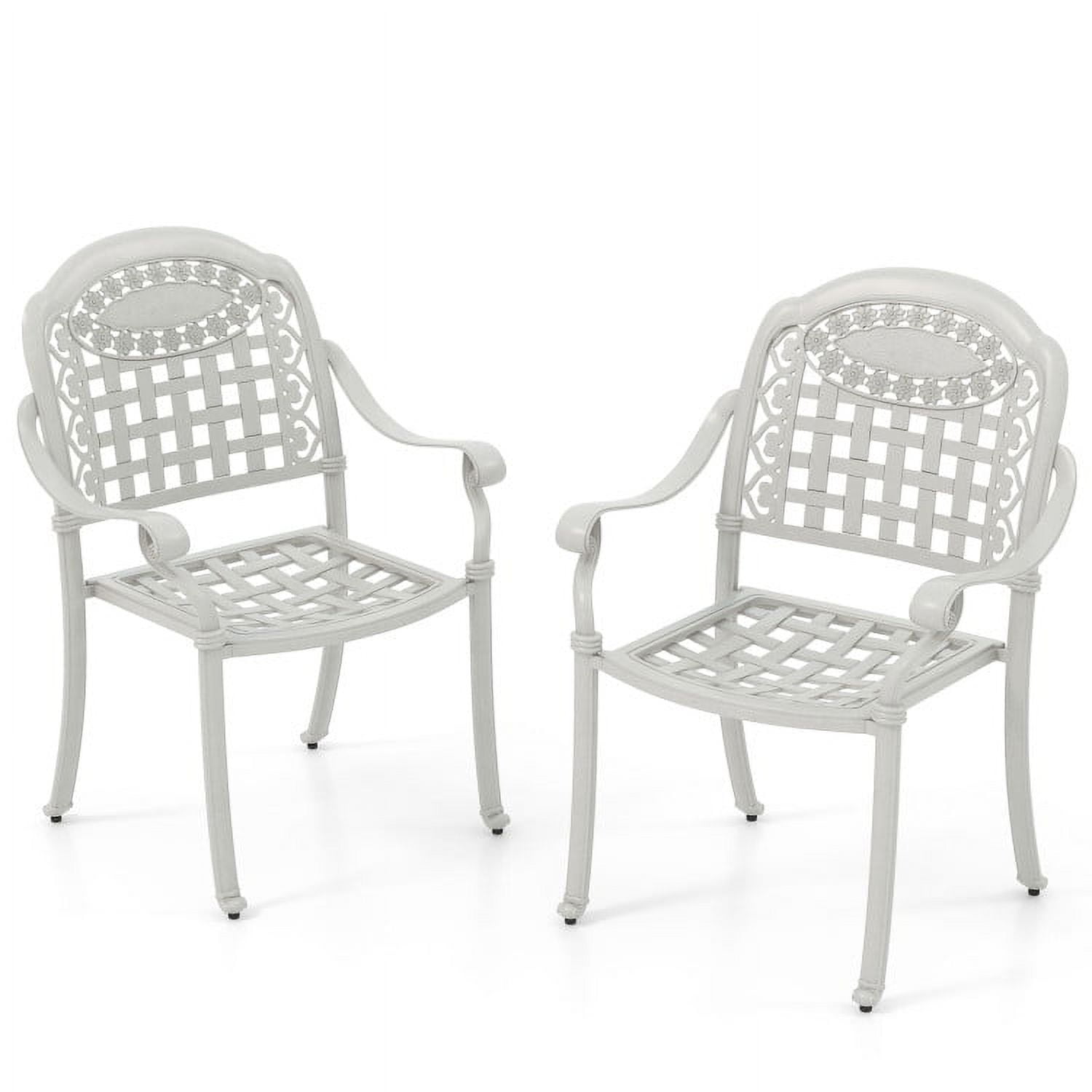 Resenkos Set of 2 Cast Aluminum Patio Chairs with Armrests-White ...