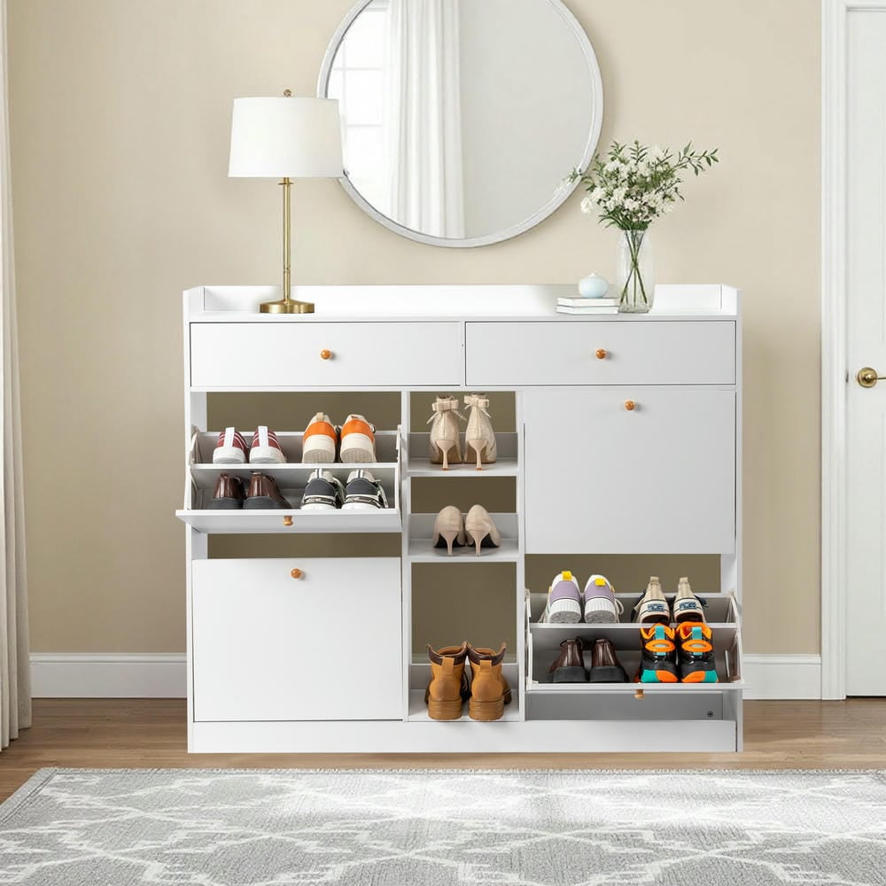 Resenkos Shoe Storage Cabinet, Indoor Shoe Organizer, 4 Drawers 2 ...