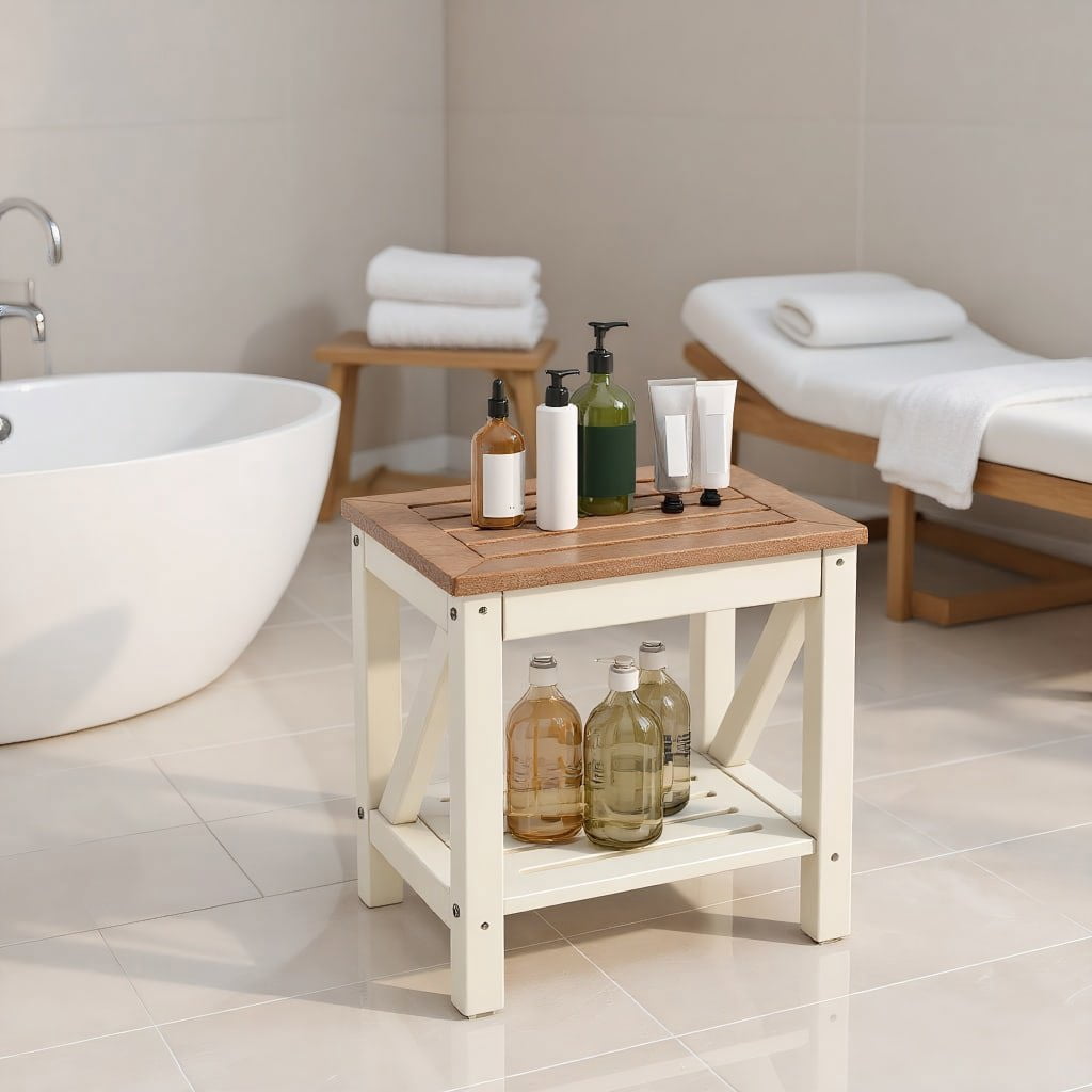 Resenkos Shower Chair Seat,Shower Chair Spa Bathtub Seat Bench,2-tier ...