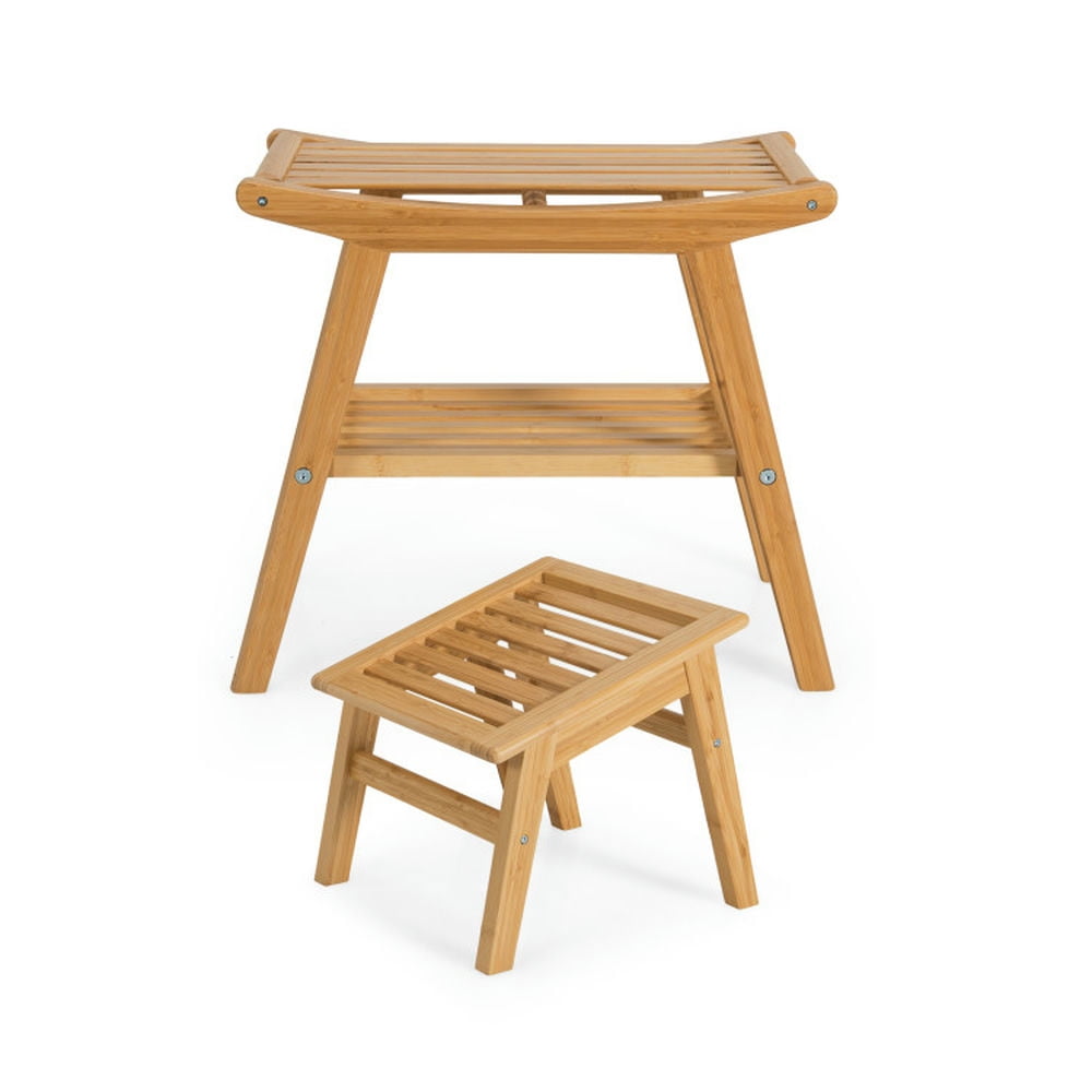 Resenkos Shower Chair Seat,Shower Chair Spa Bathtub Seat Bench,Bamboo ...
