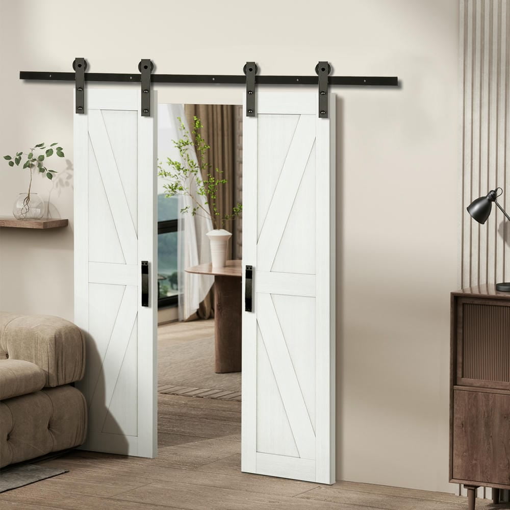 EDOEMSE Sliding Barn Door,42 in. x 84 in. Sliding Double Barn Door With ...