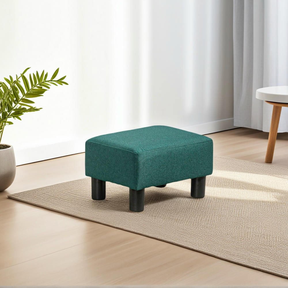 Resenkos Small Linen Upholstered Ottoman Foot Rest, Cube Foot Stool ...