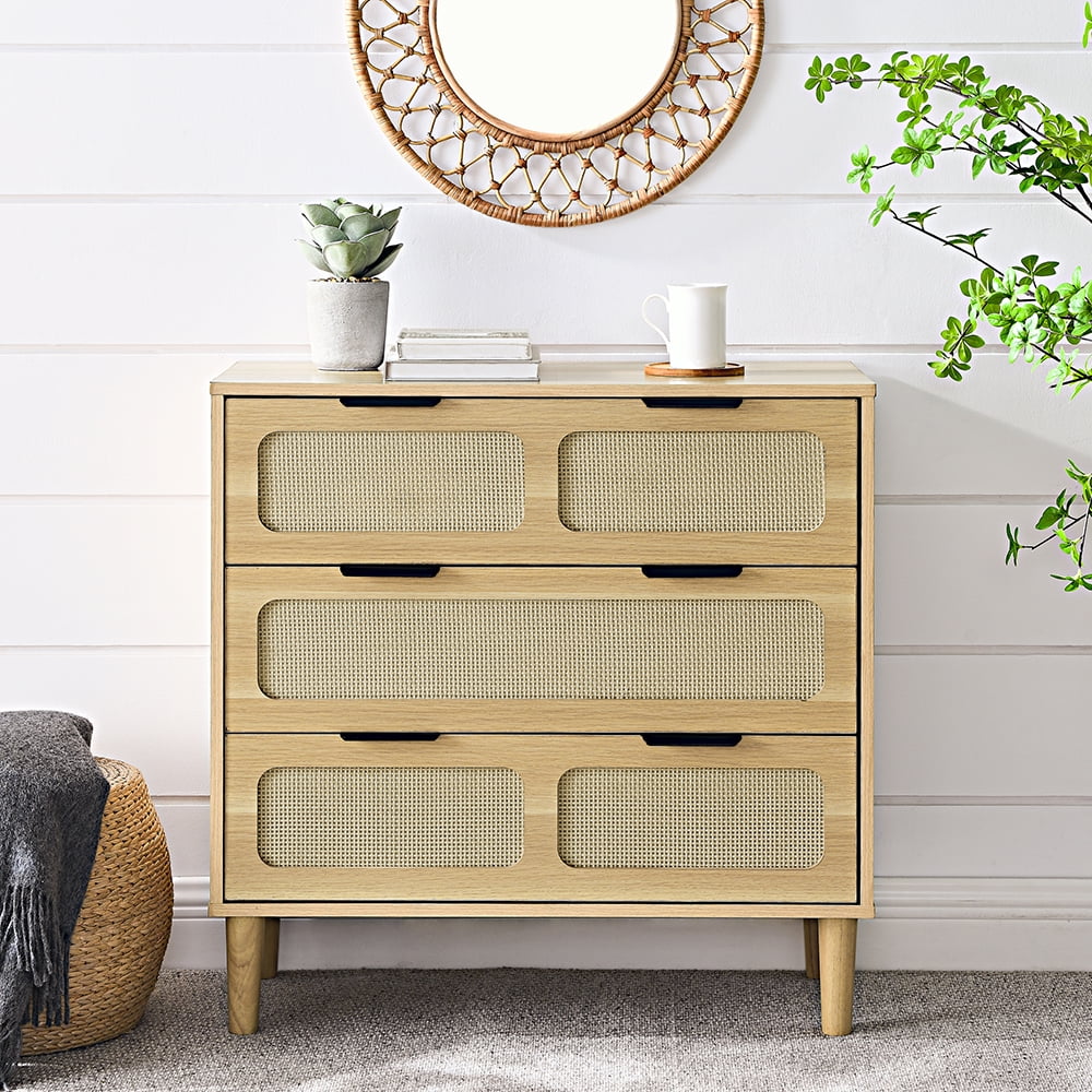Resenkos Stylish Drawer Dresser, 3 Large Drawers, Waterproof MDF ...