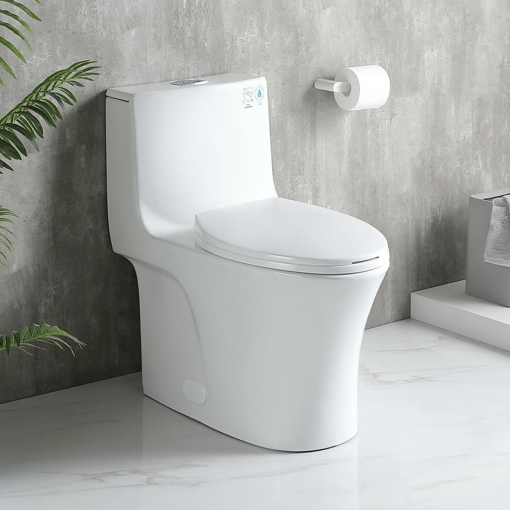 Resenkos Toilet, Tall Toilet,1.1/1.60 GPF Dual-Flush One Piece Toilet ...