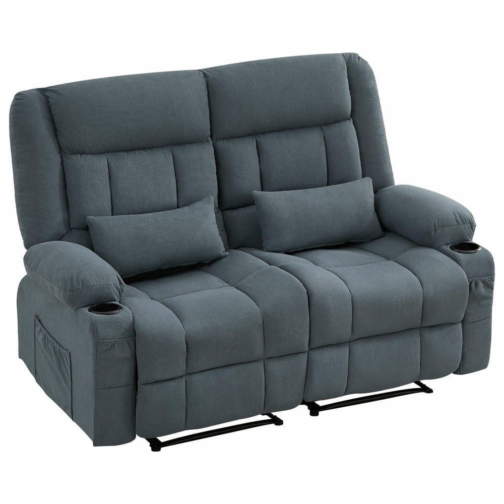 Resenkos Two-Person Recliner Loveseat with Manual Recline and Cup ...