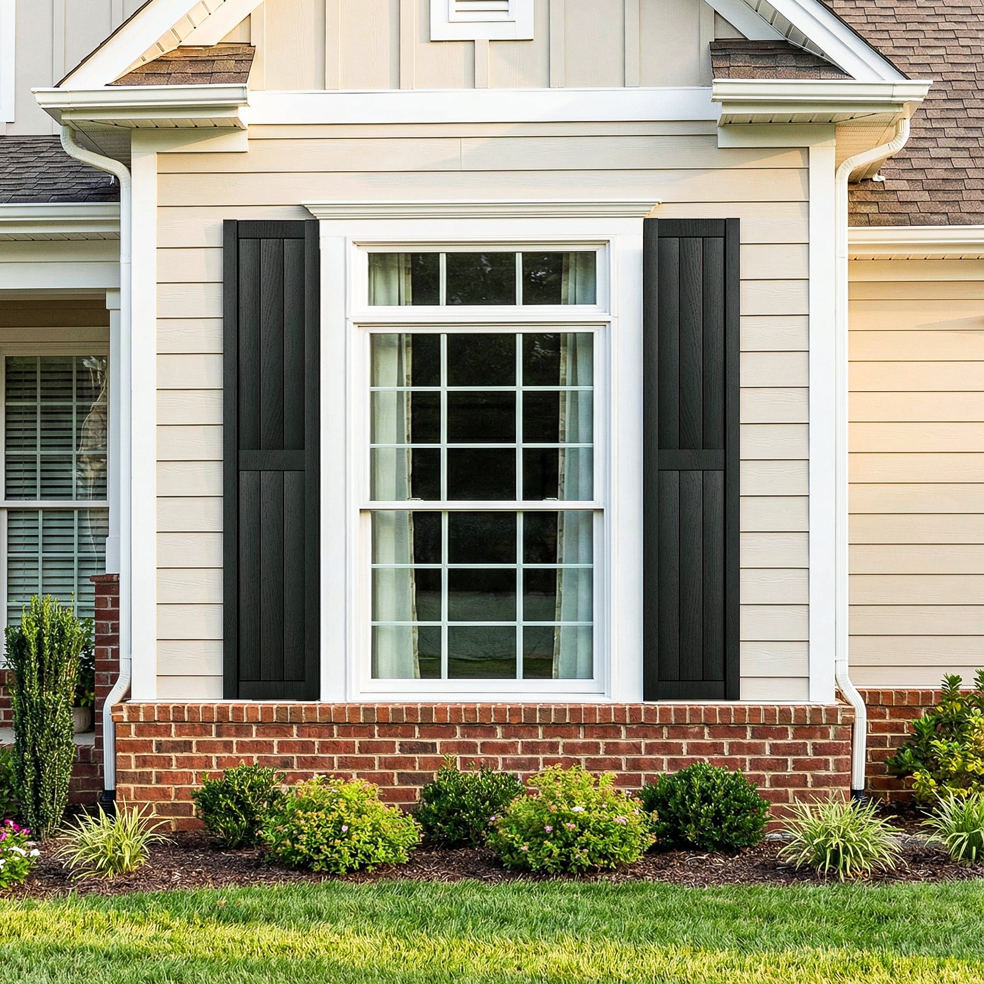 Resenkos Vertical Grain Faux Shutters, Weather-Resistant Elegance, for ...