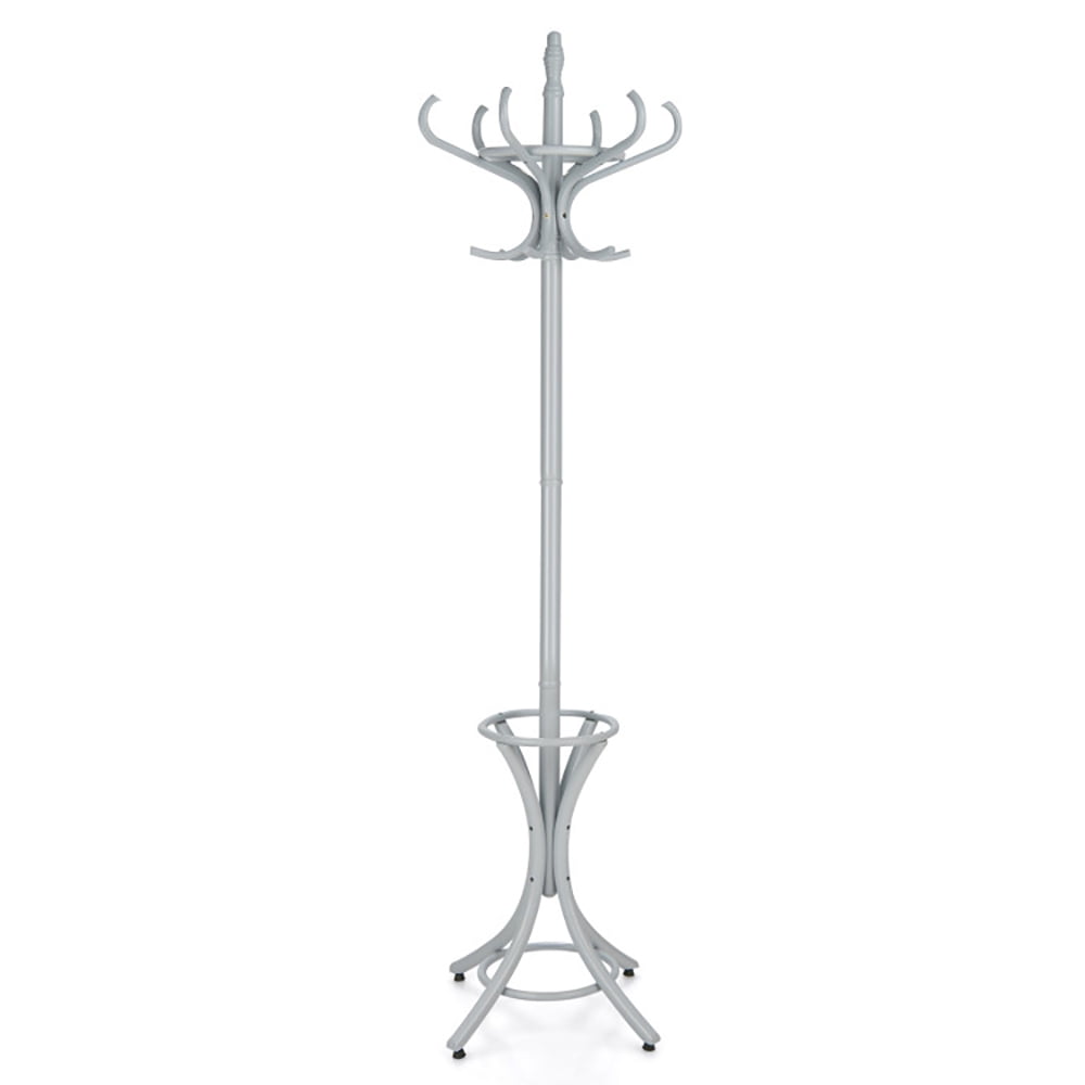 Resenkos Wood Standing Hat Coat Rack with Umbrella Stand-White, Tree ...