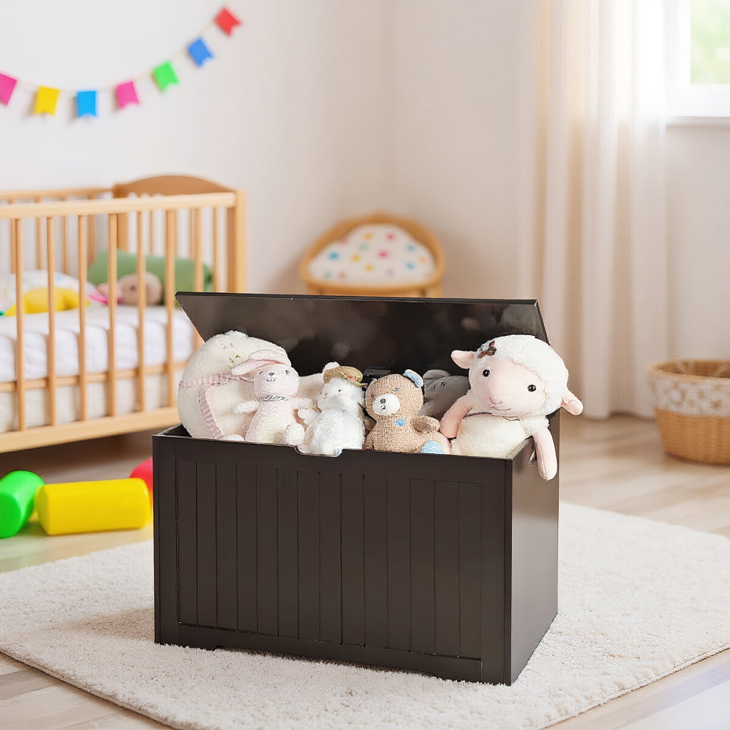 Resenkos Wooden Toy Box Kids Storage Chest Bench -Brown, Kids Toy ...