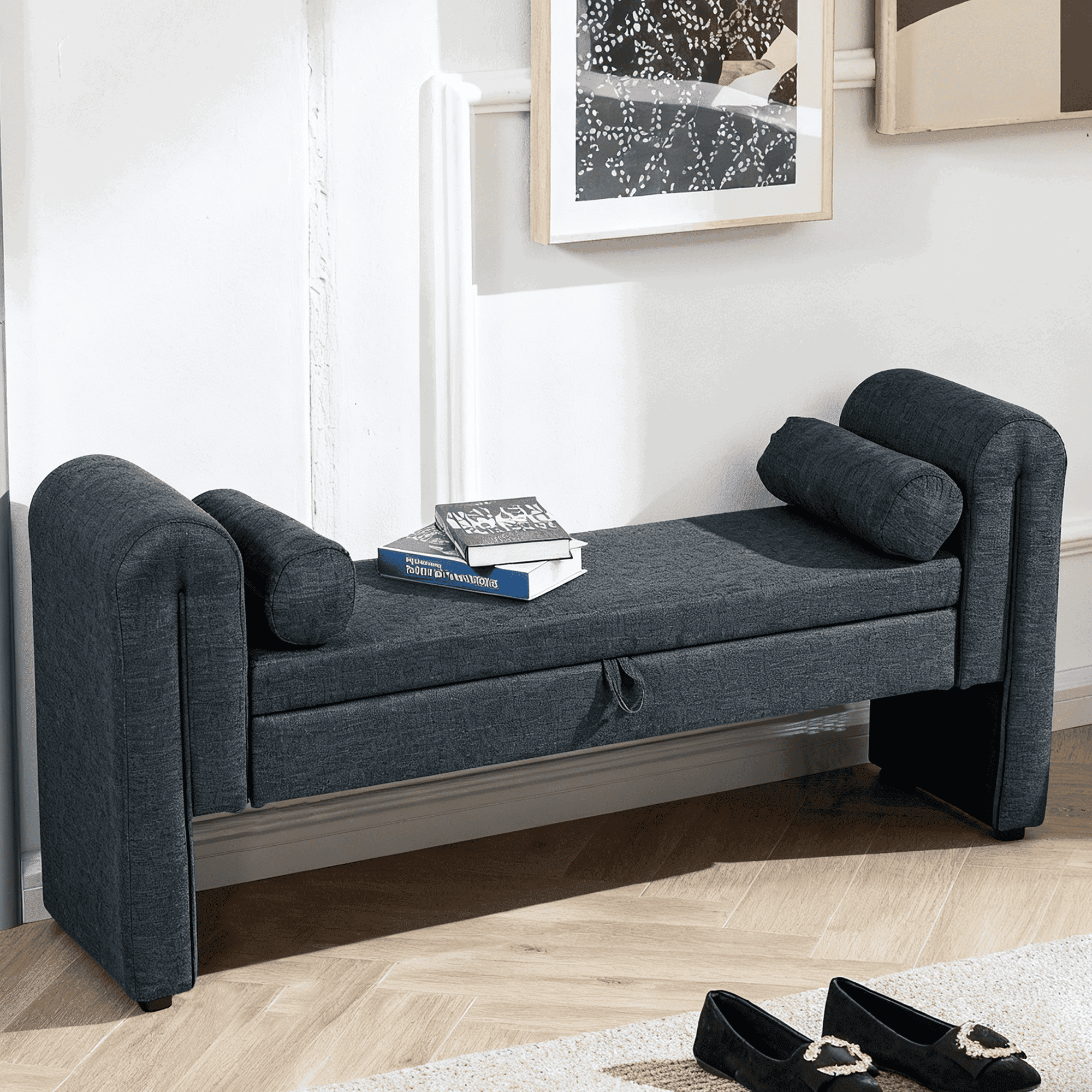 Resenkose 60 Inch Storage Bench with Hidden Compartment, Multi ...