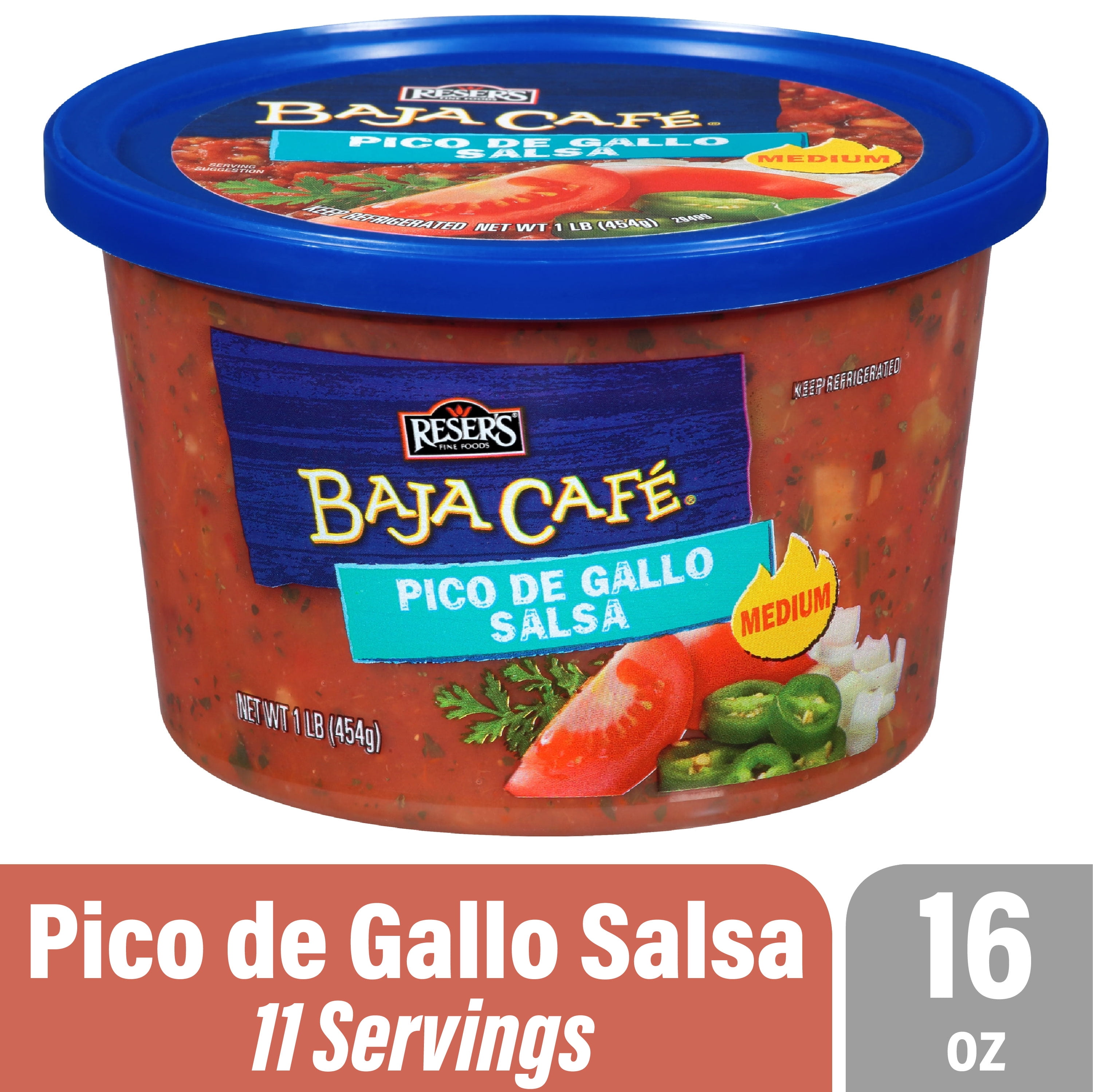 Reser's Baja Cafe Medium Pico De Gallo Salsa, 16 oz Tub (Refrigerated ...