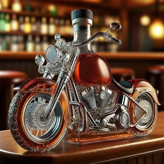 The Wine Savant Motorcycle Whiskey Decanter, 750ml Glass, Unique ...