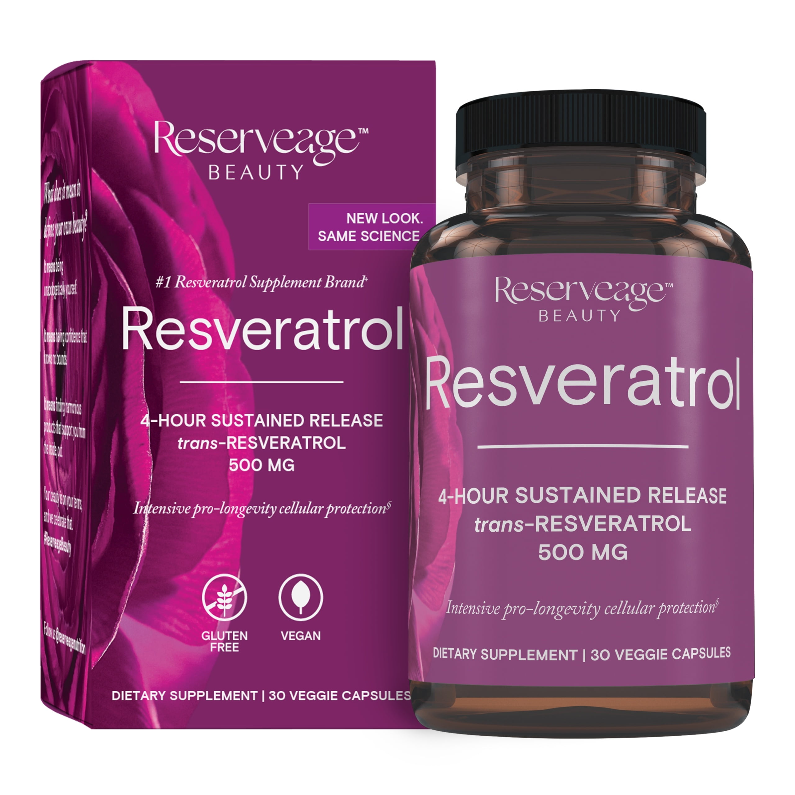 Reserveage Organic Trans-Resveratrol 500mg, Antioxidant, Heart ...