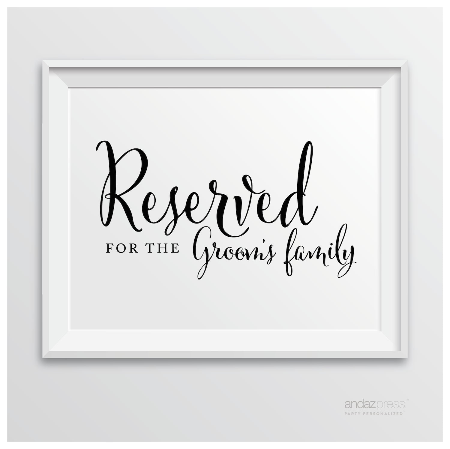 Reserved For The Groom's Family Formal Black & White Wedding Party ...