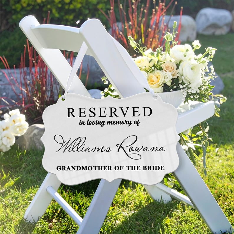 Reserved In Loving Memory Wedding Sign, Reserved Memorial Sign ...