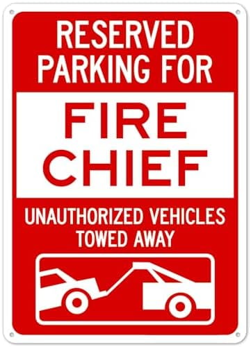 Reserved Parking For Fire Chief Sign,Parking Safety Signs Metal Tin ...