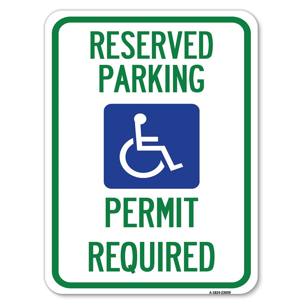 Reserved Parking Permit Required (With Graphic) | 18" X 24" Heavy-Gauge ...