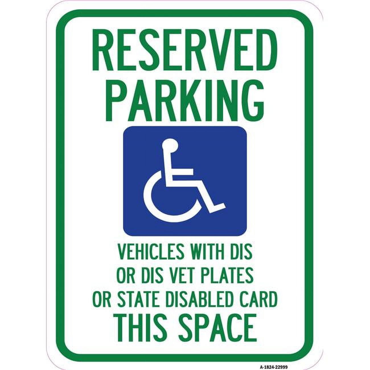 Reserved Parking Vehicles with Dis or Dis Vet Plates or State Disabled ...