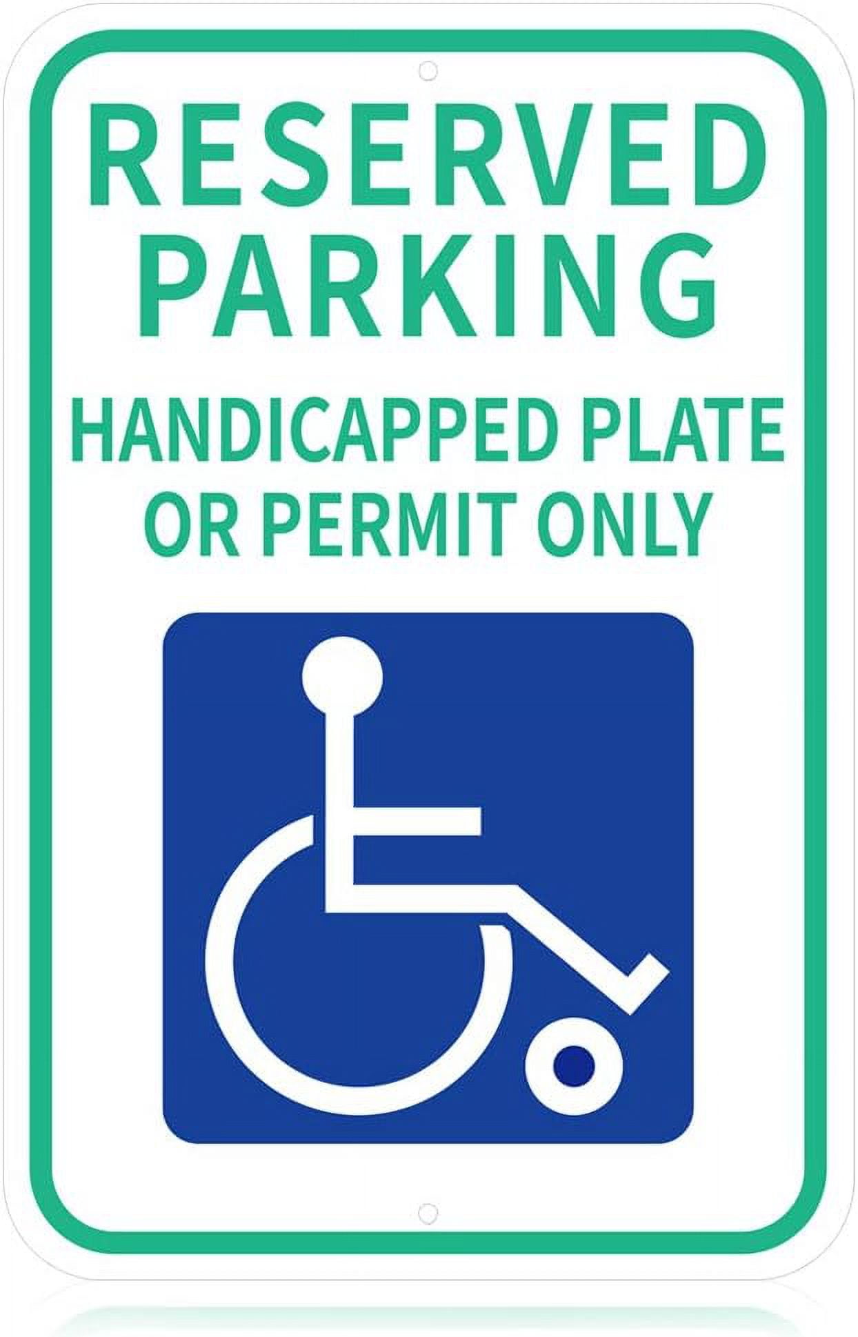 Reserved Parking Warning Sign Aluminum Handicapped Plate or Permit Only ...