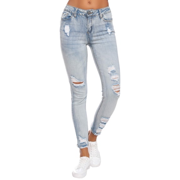 Resfeber Women's Ripped Boyfriend Jeans Stretch Capri Mom Jean with ...