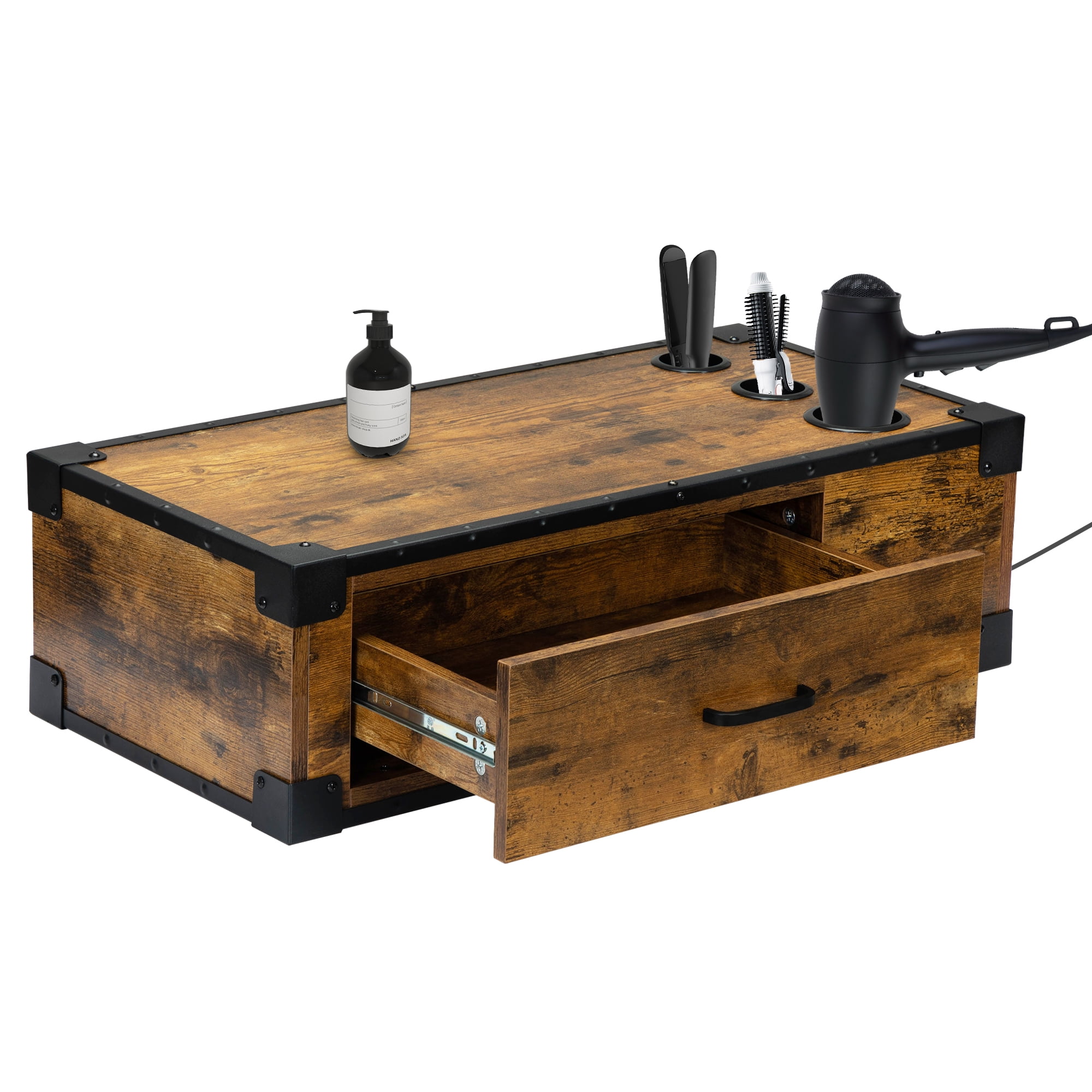 Reshable Wall-mounted Salon Station Barber Cabinet with Drawer Hair ...