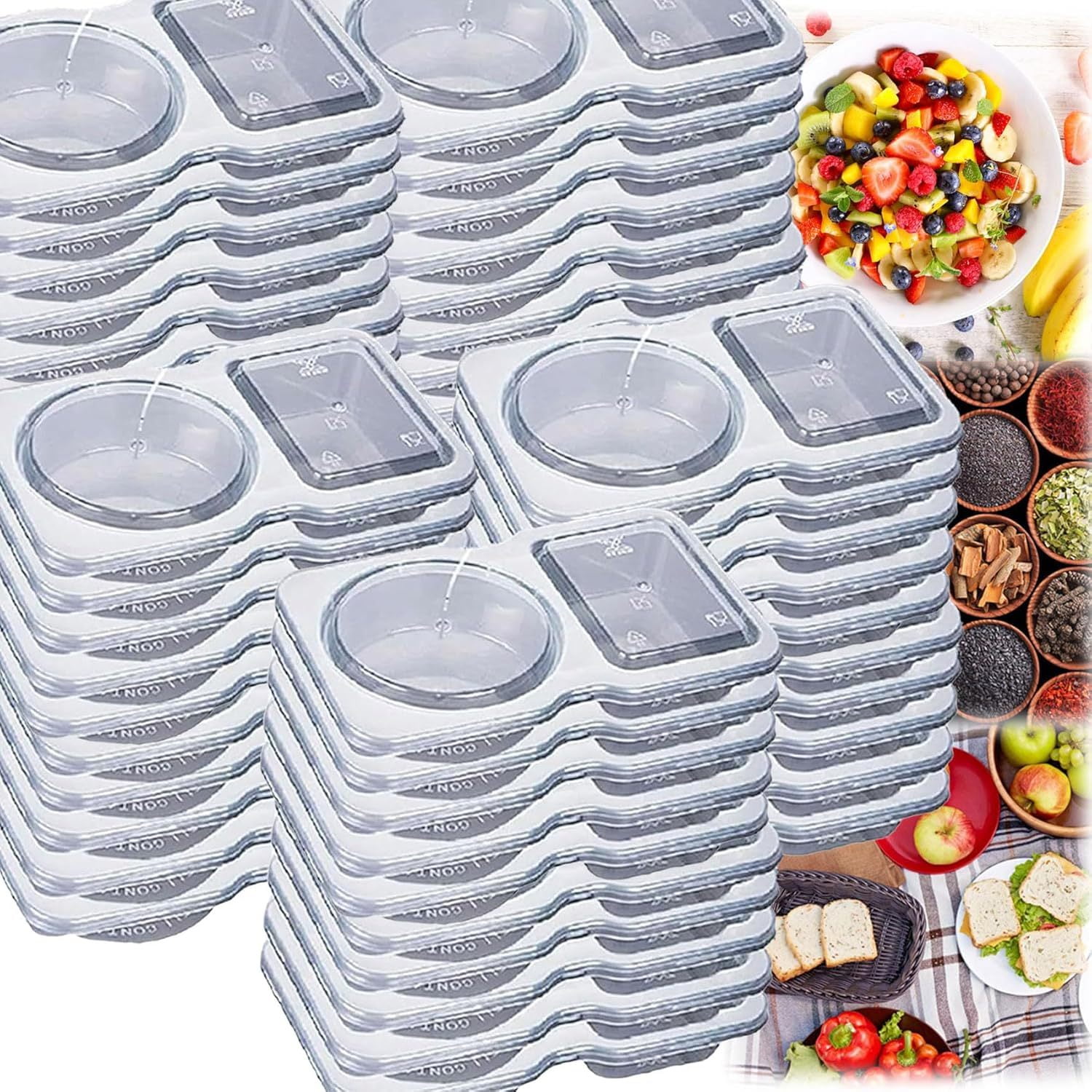 Reshline Snack Containers,Double Compartment Condiment Container,Munch ...