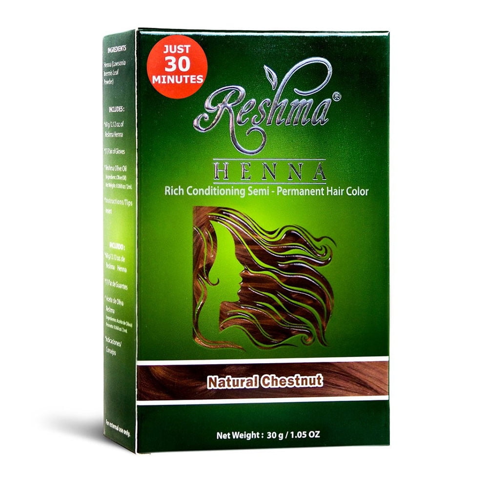 Reshma Henna Natural Chestnut Semi Permanent Hair Color, 1.05 Oz ...