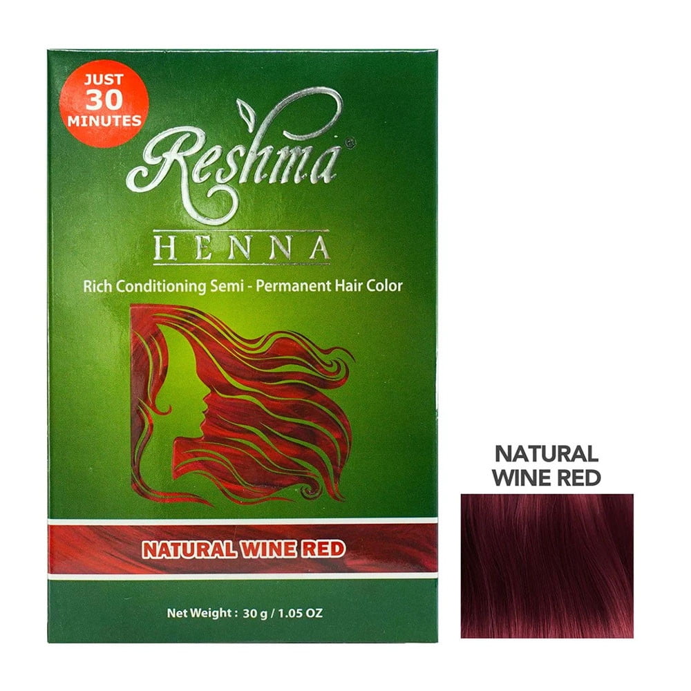 Reshma Henna Natural Wine Red Semi Permanent Hair Color, 1.05 Oz, 6 Pack - Walmart.com