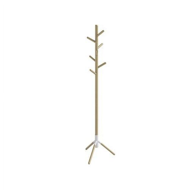 Resi Standing Coat Tree White Powder Base Natural Wood Pole - Walmart.com