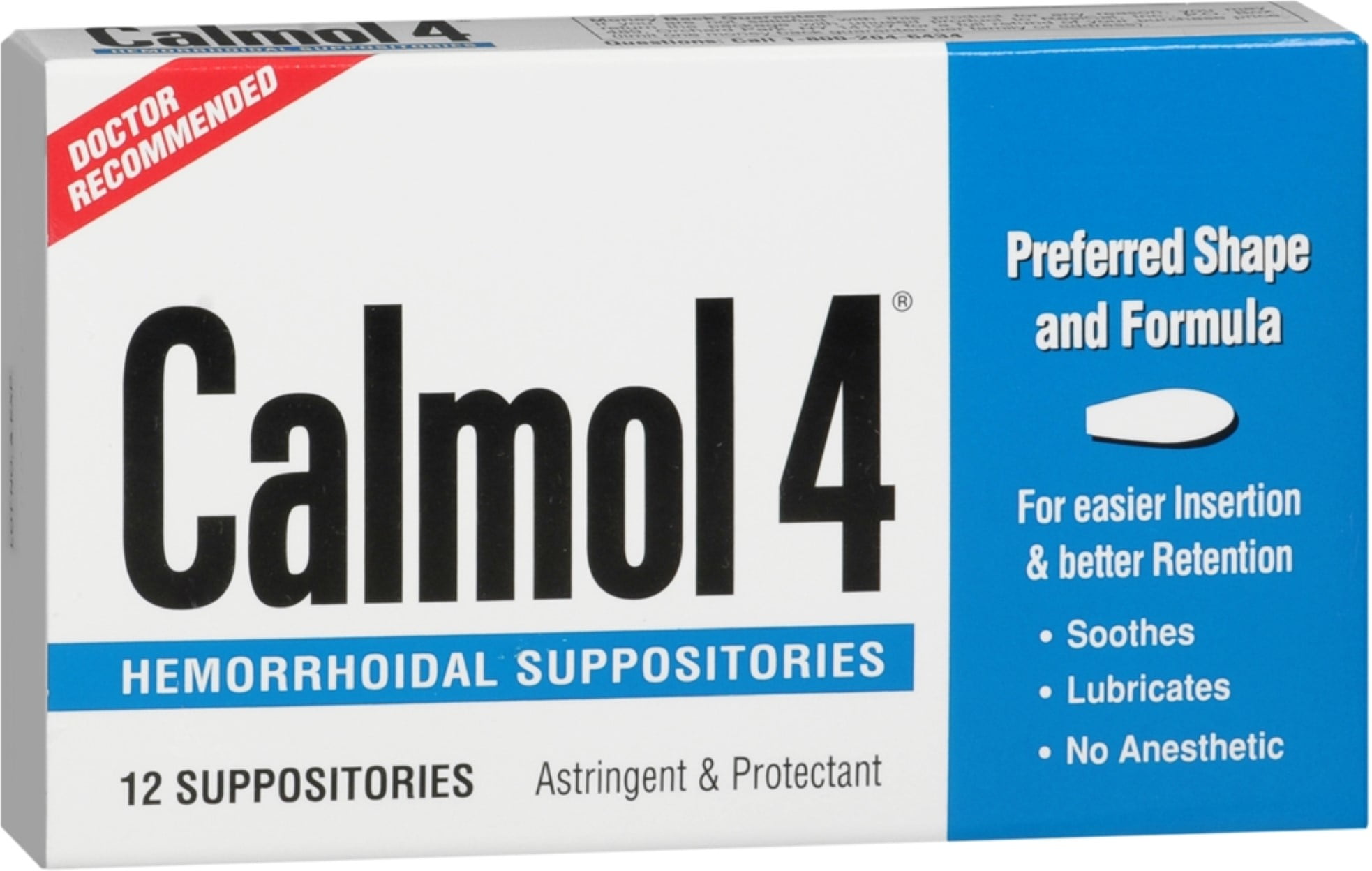 ResiCal Calmol 4 Hemorrhoidal Suppositories, 12 Count HSA/FSA Eligible ...