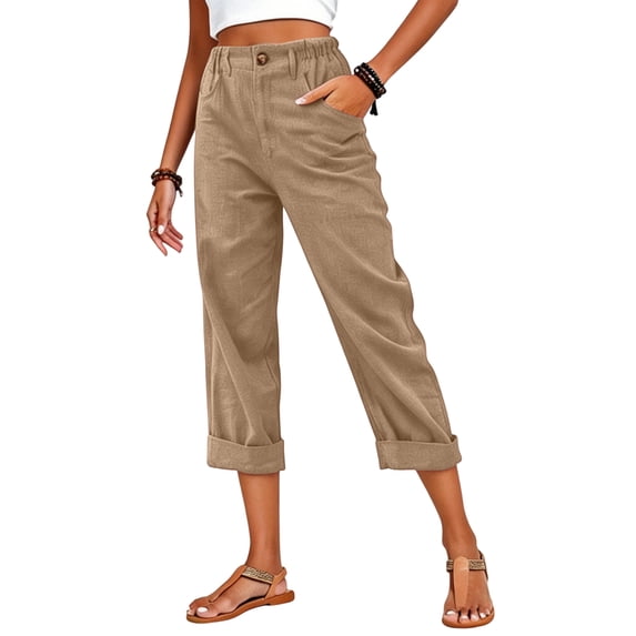 Resicozy Capri Pants for Women with Pockets Casual Summer Spring ...