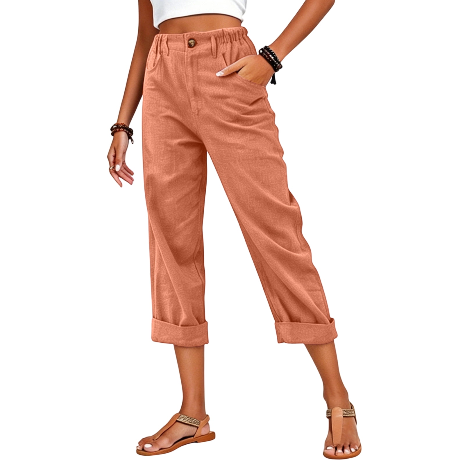 Resicozy Capri Pants for Women with Pockets Casual Summer Spring ...