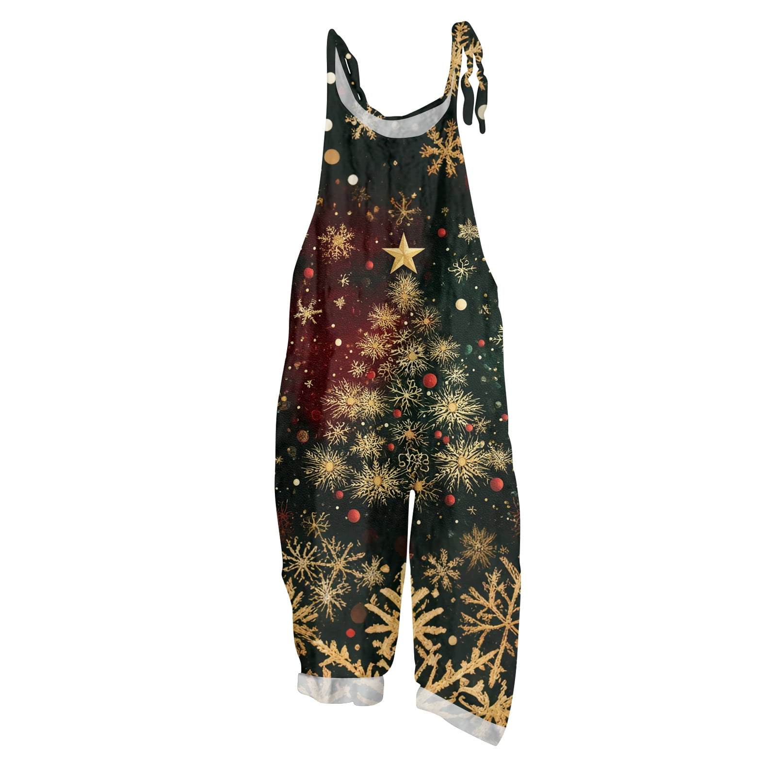 Resicozy Christmas Linen Overall for Women Xmas Snow Print Holiday ...