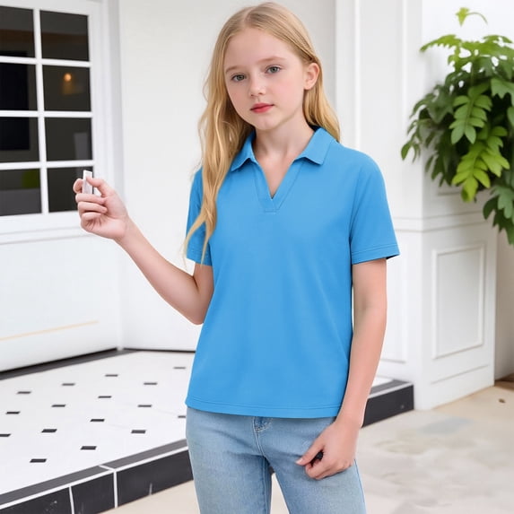 Resicozy Girls Polo Shirts Golf Tennis School Uniform Short Sleeve T ...